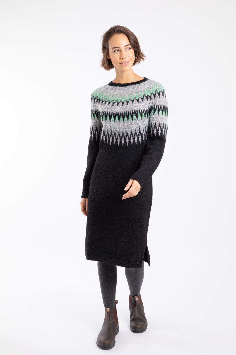 Amren Fair Isle Sparkle Knitted Dress Black | Weird Fish