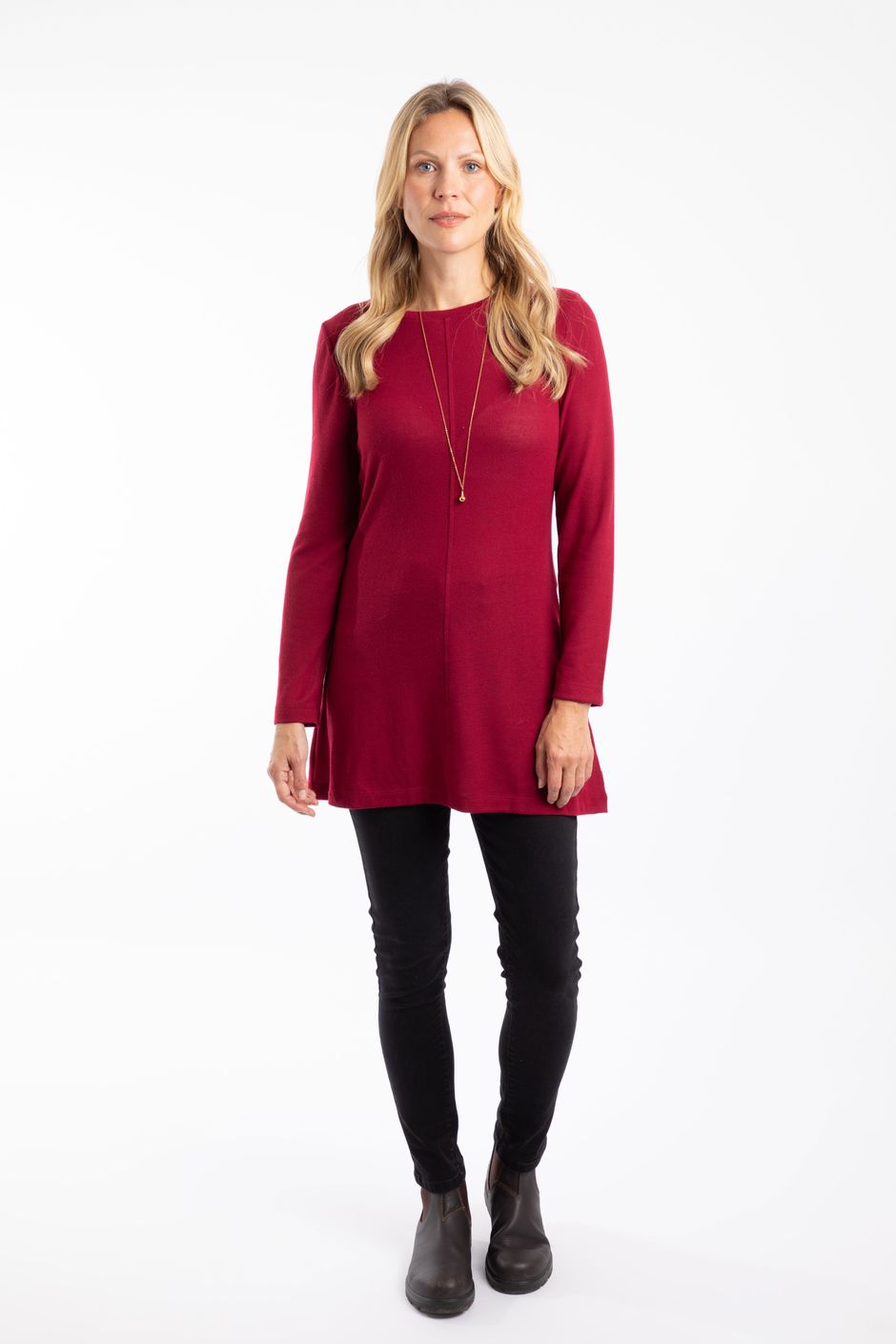 Ruby Long Sleeve Soft Touch Tunic Garnet | Weird Fish