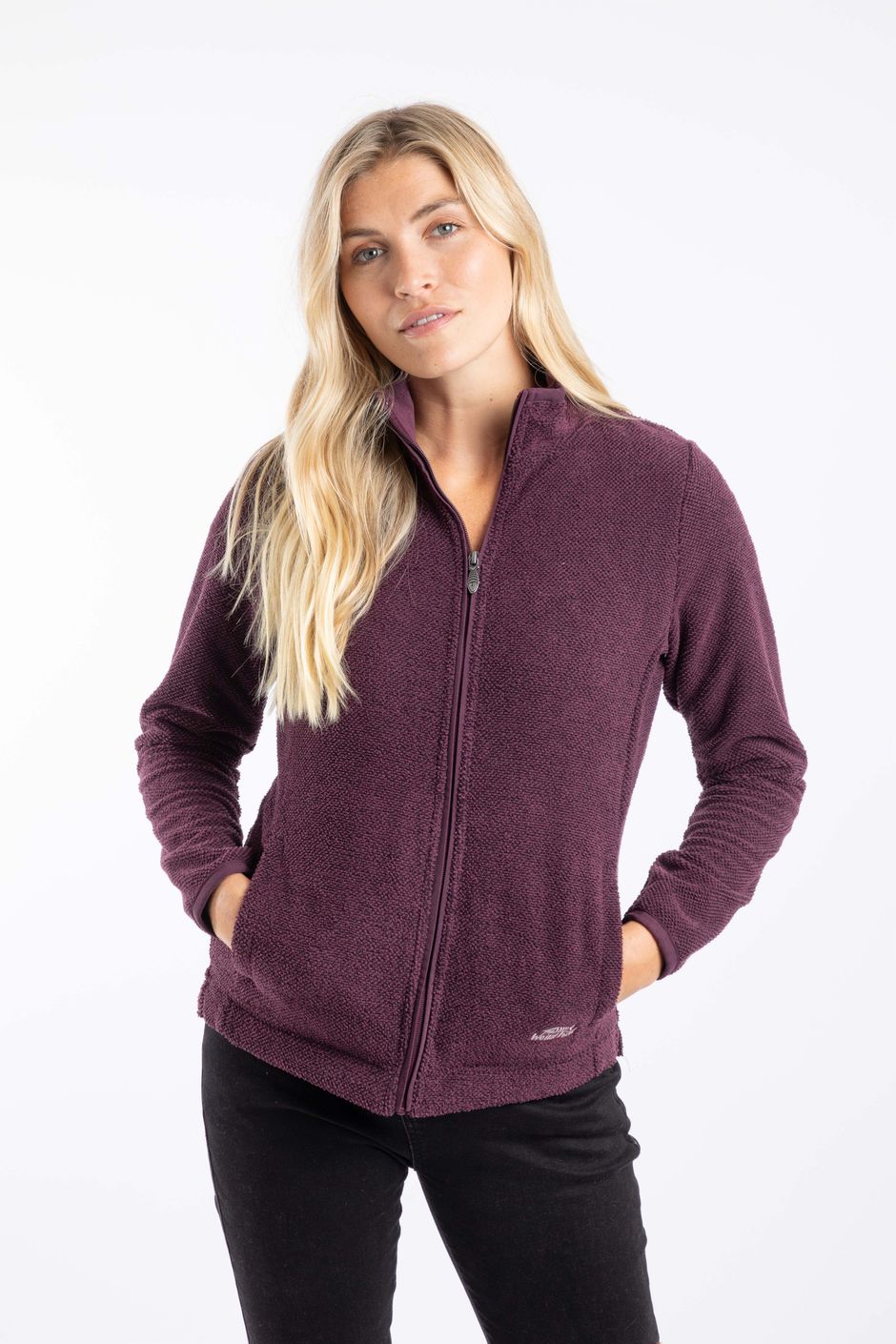 Cheryl Textured Full Zip Fleece Aubergine | Weird Fish
