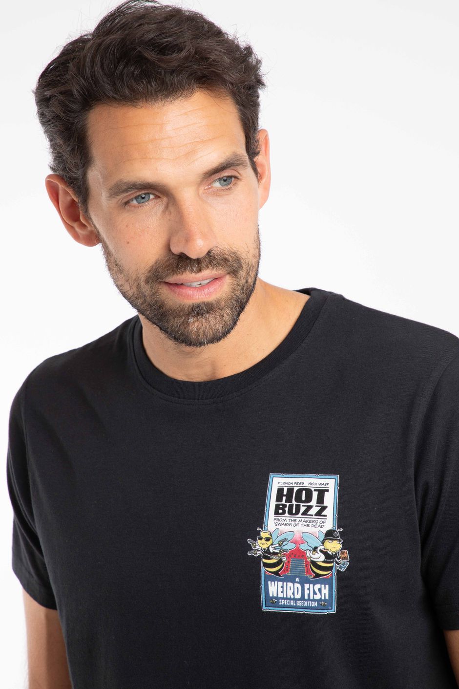 Hot Buzz Back Print Artist T-Shirt Black | Weird Fish