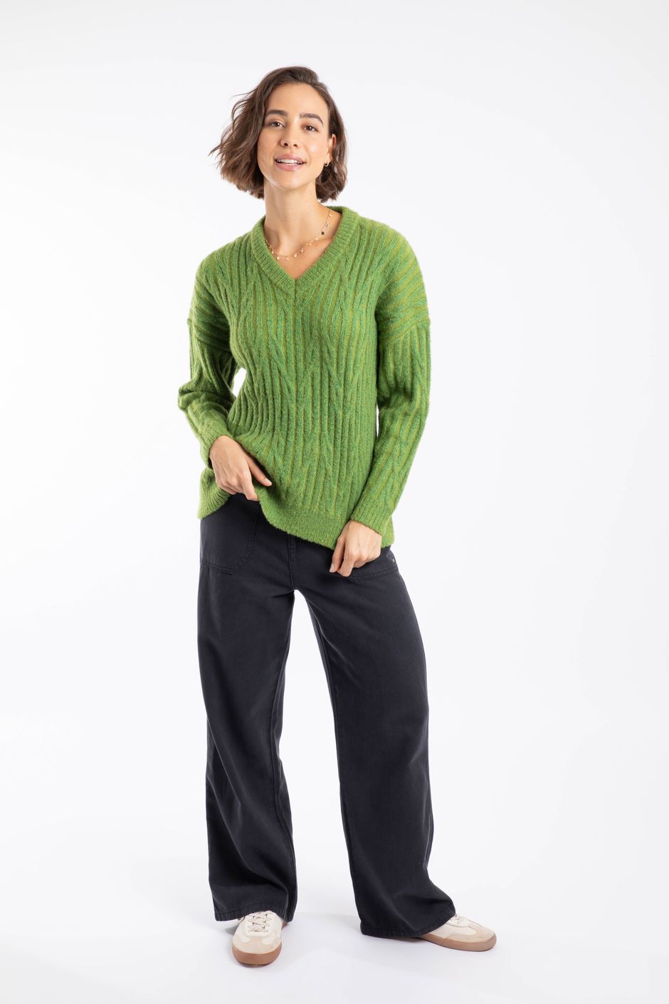 Ambius Cable Knit Sparkle Jumper Woodbine | Weird Fish