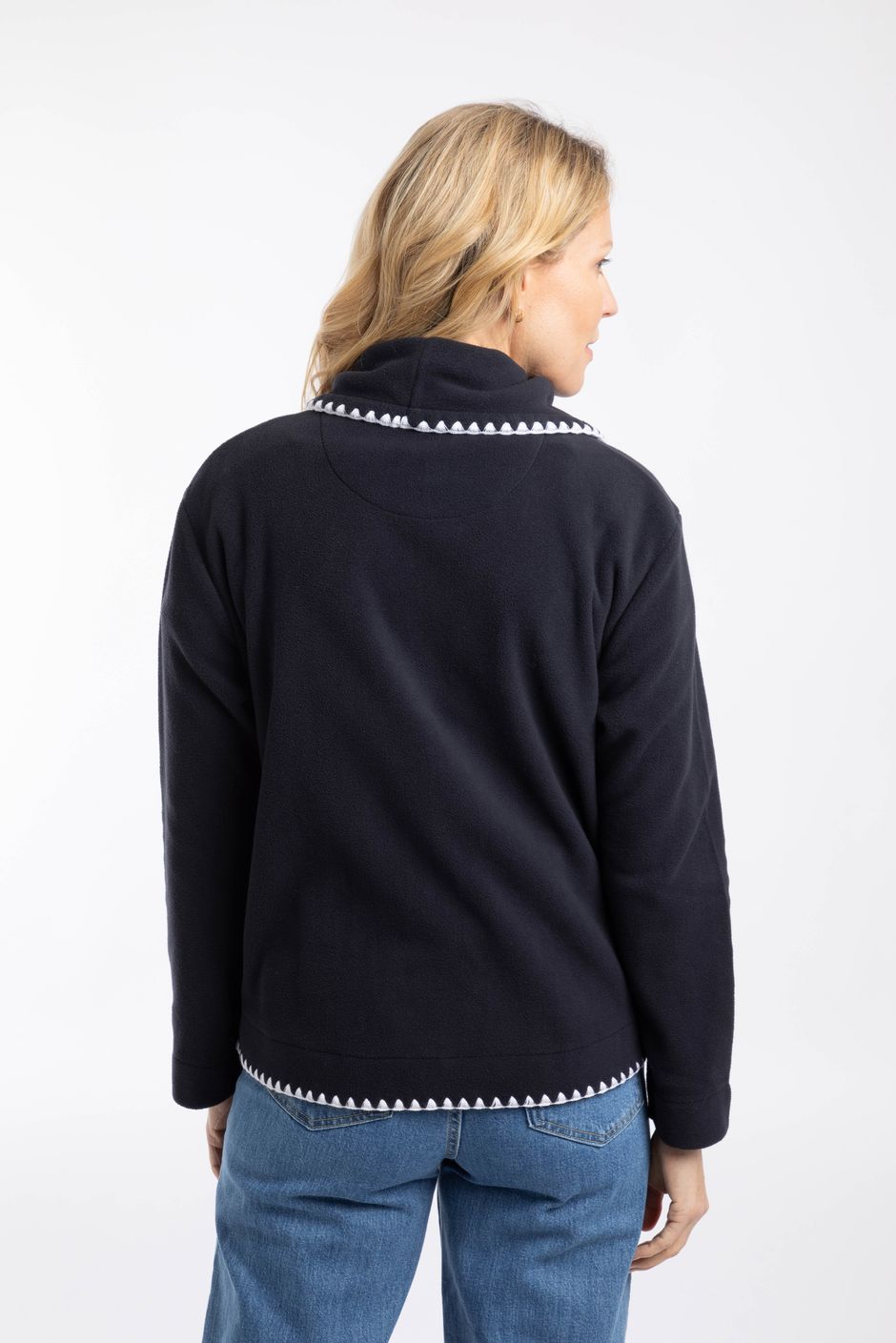 Tamara Asymmetric Fleece Cardigan Navy | Weird Fish