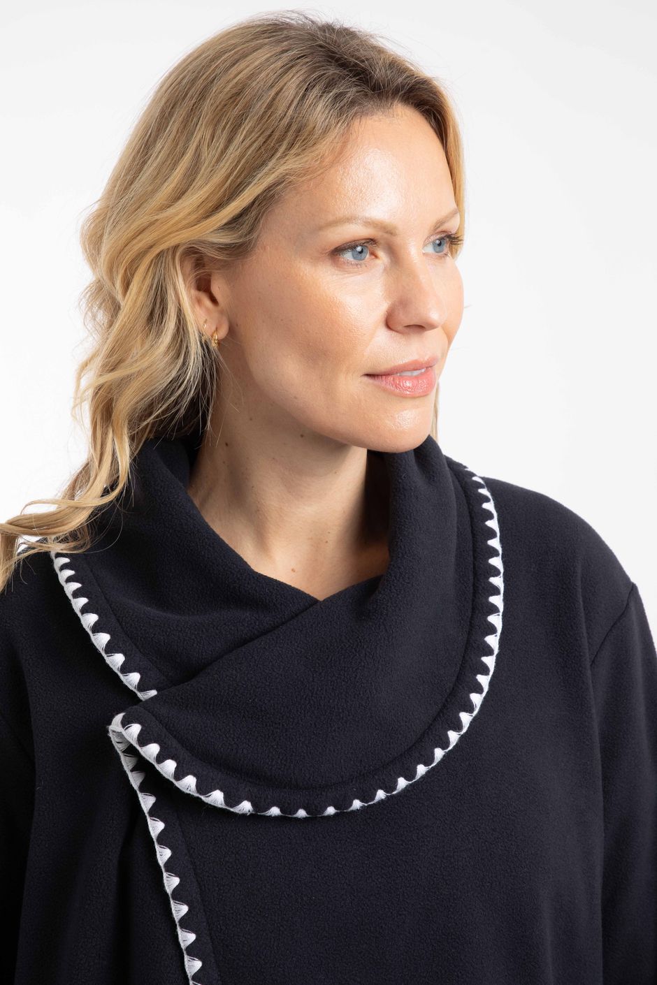 Tamara Asymmetric Fleece Cardigan Navy | Weird Fish