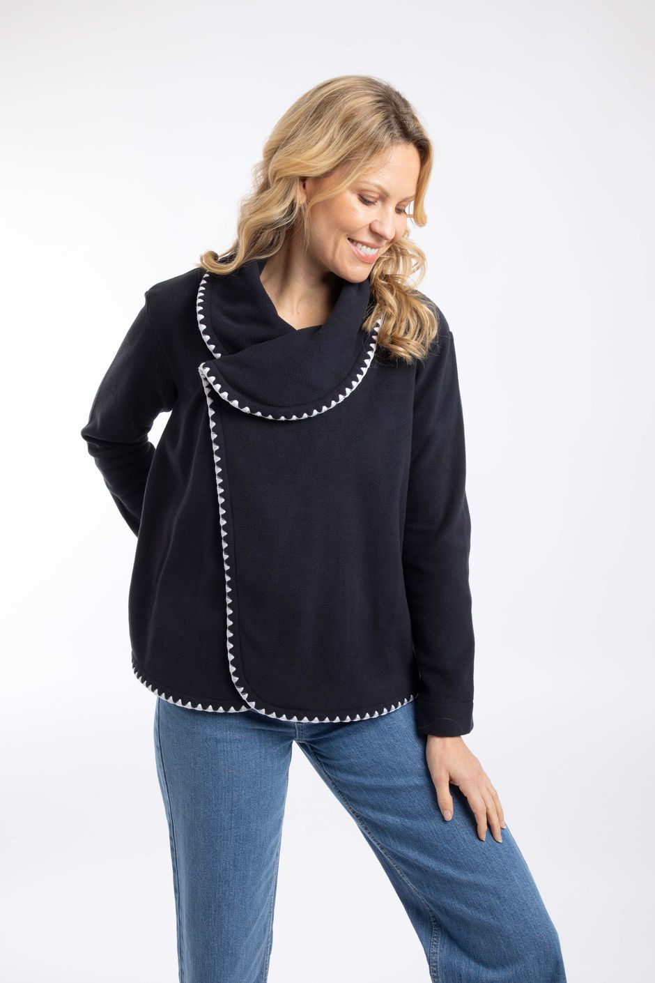Tamara Asymmetric Fleece Cardigan Navy | Weird Fish