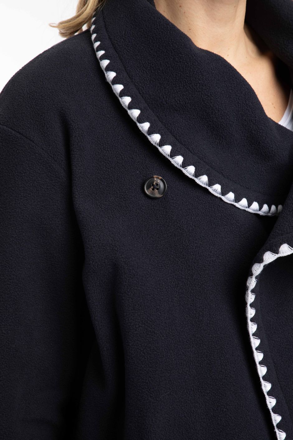 Tamara Asymmetric Fleece Cardigan Navy | Weird Fish