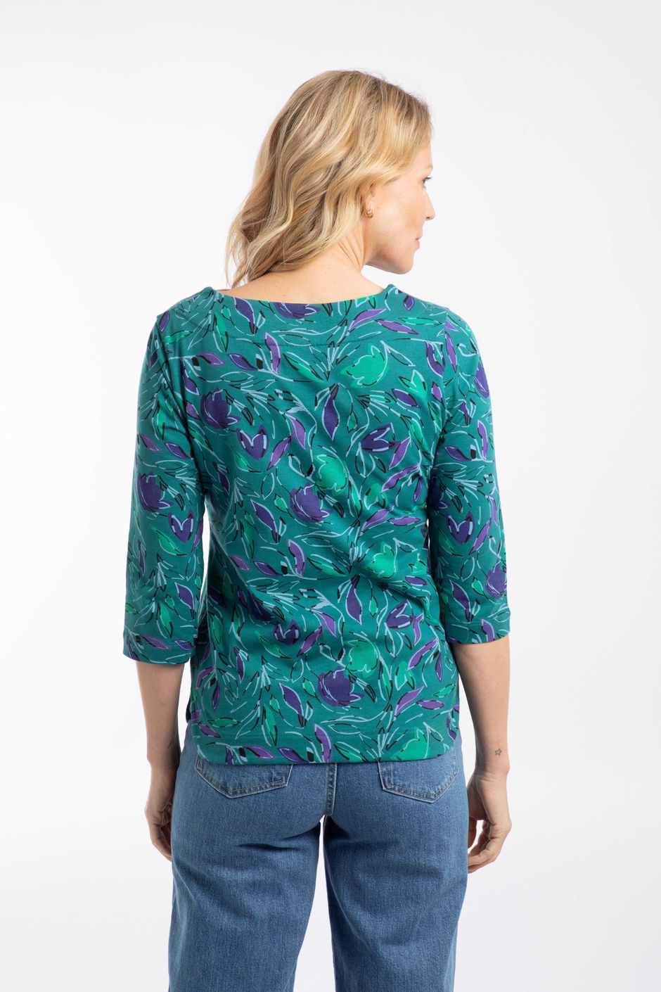 Rachel Printed Jersey Tee Leaf Green | Weird Fish