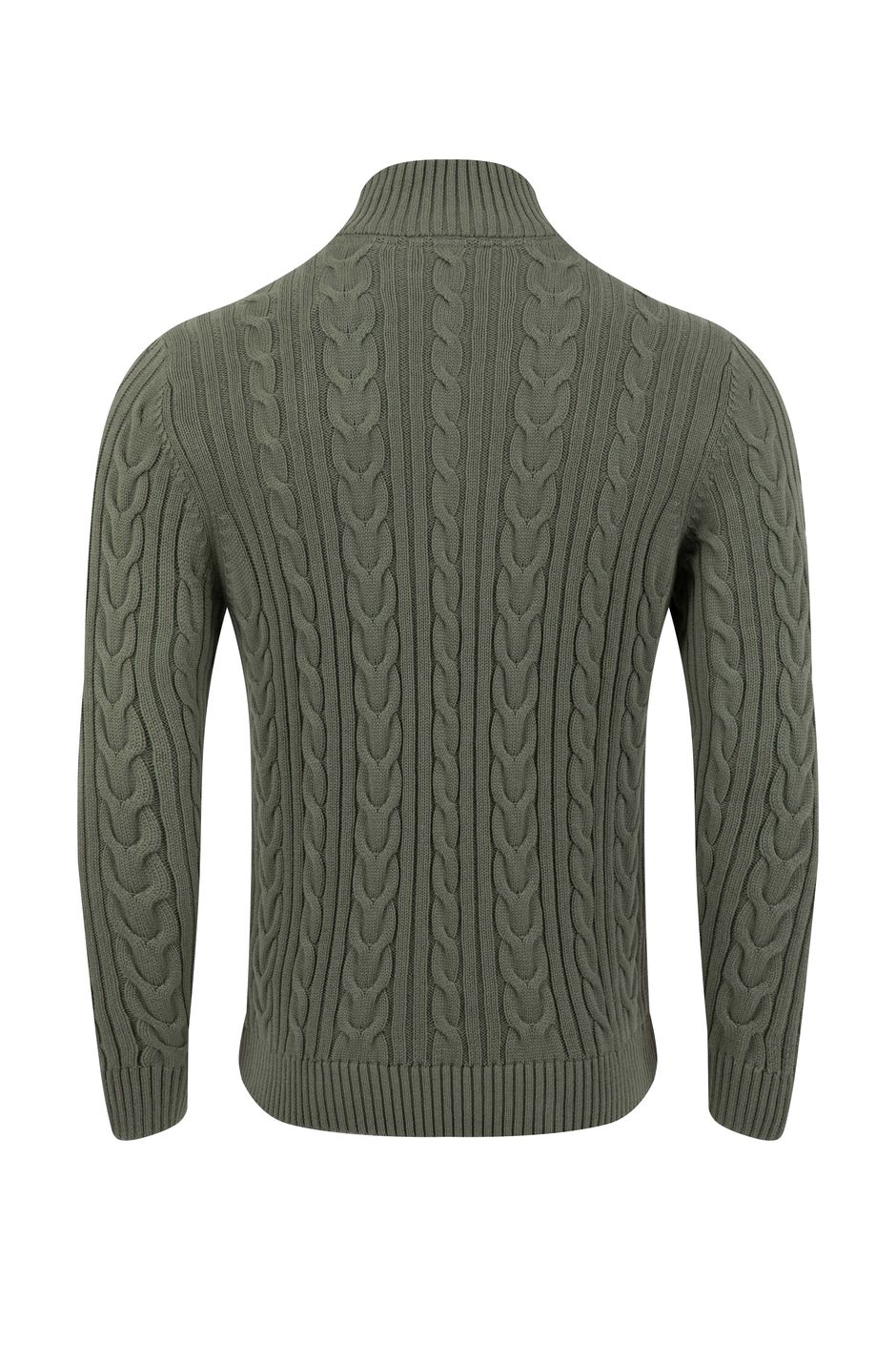 Heath 1/4 Zip Cable Knit Jumper Woodland Sage | Weird Fish