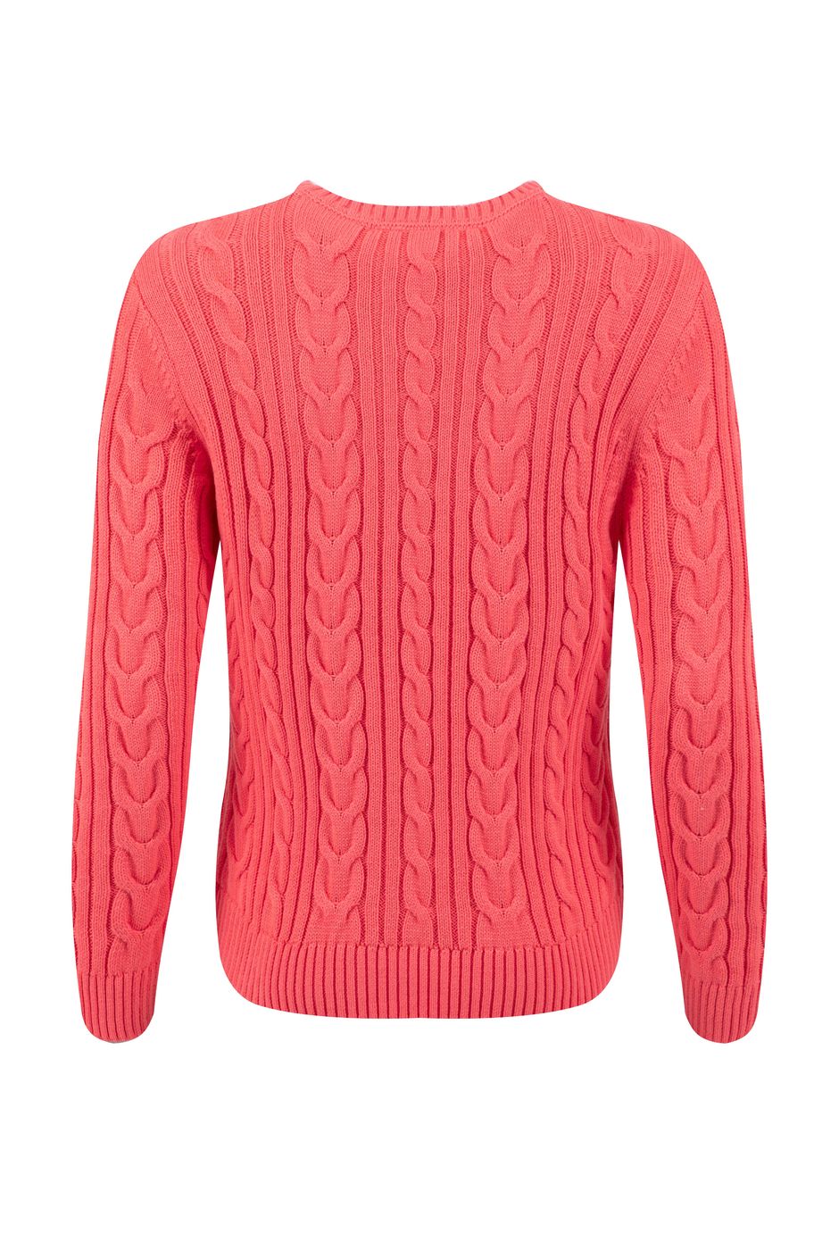 Amberise Crew Neck Cable Knit Jumper Flamingo | Weird Fish