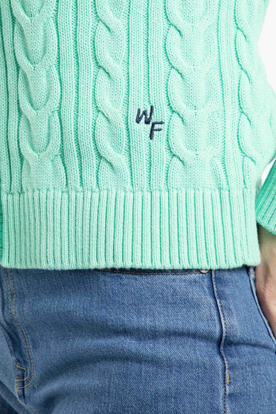 Constance Cable Knit Cardigan Apple Mint | Weird Fish