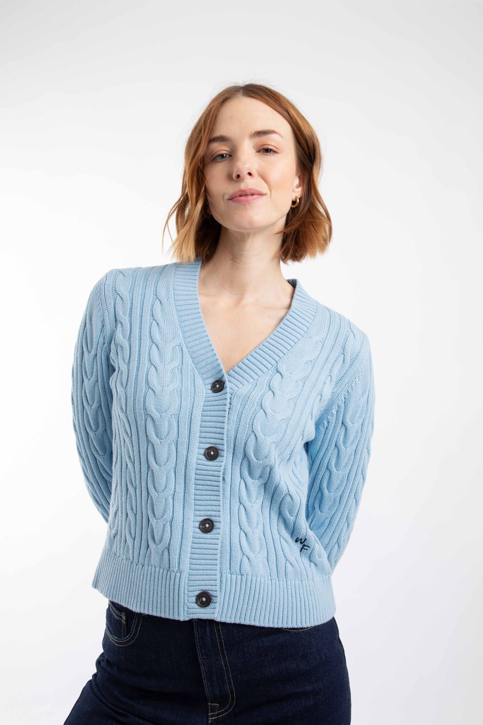 Constance Cable Knit Cardigan Skyway | Weird Fish