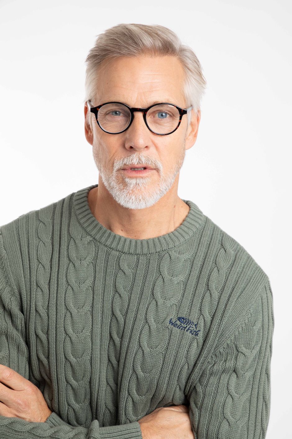 Griffen Cable Knit Jumper Woodland Sage | Weird Fish