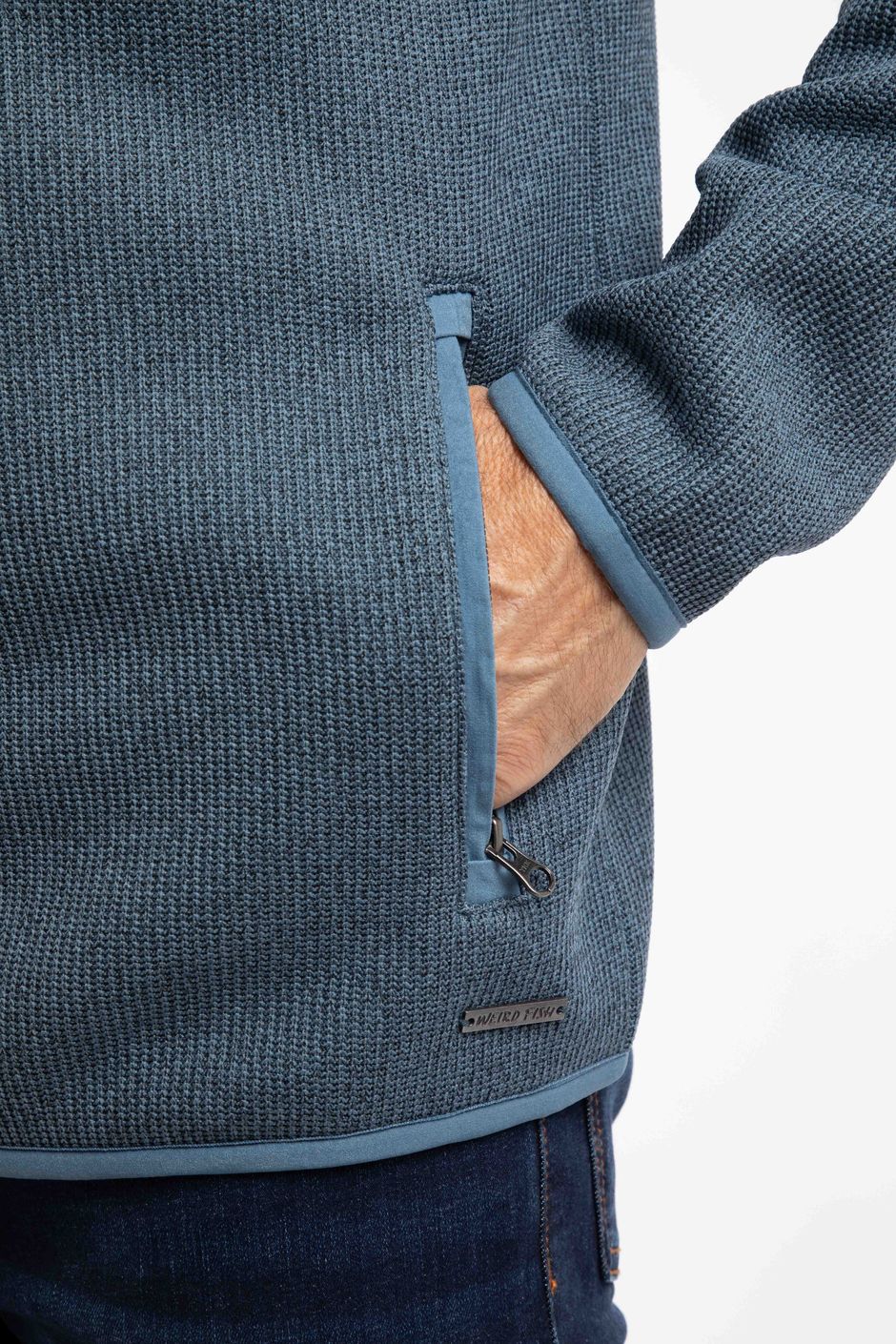 Lockie Full Zip Bonded Fleece Hoodie Blue Mirage | Weird Fish