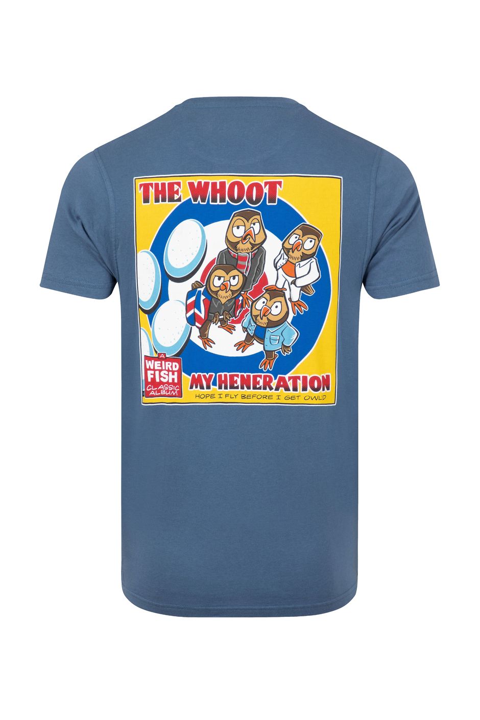 The Whoot Back Print Artist T-Shirt Ensign Blue | Weird Fish