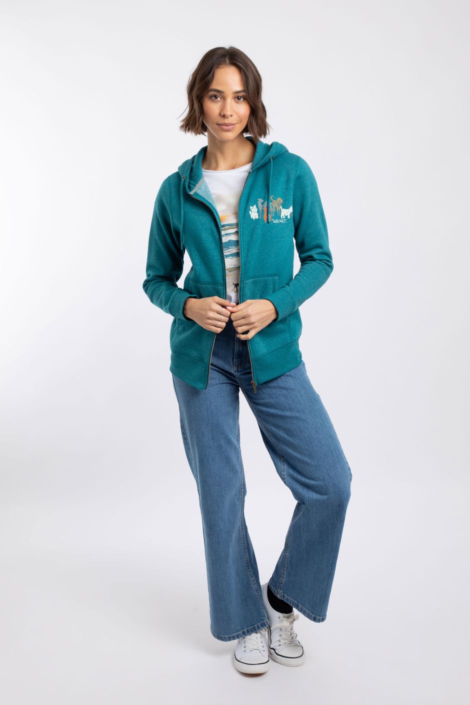 Franchises Graphic Full Zip Hoodie Deep Teal | Weird Fish