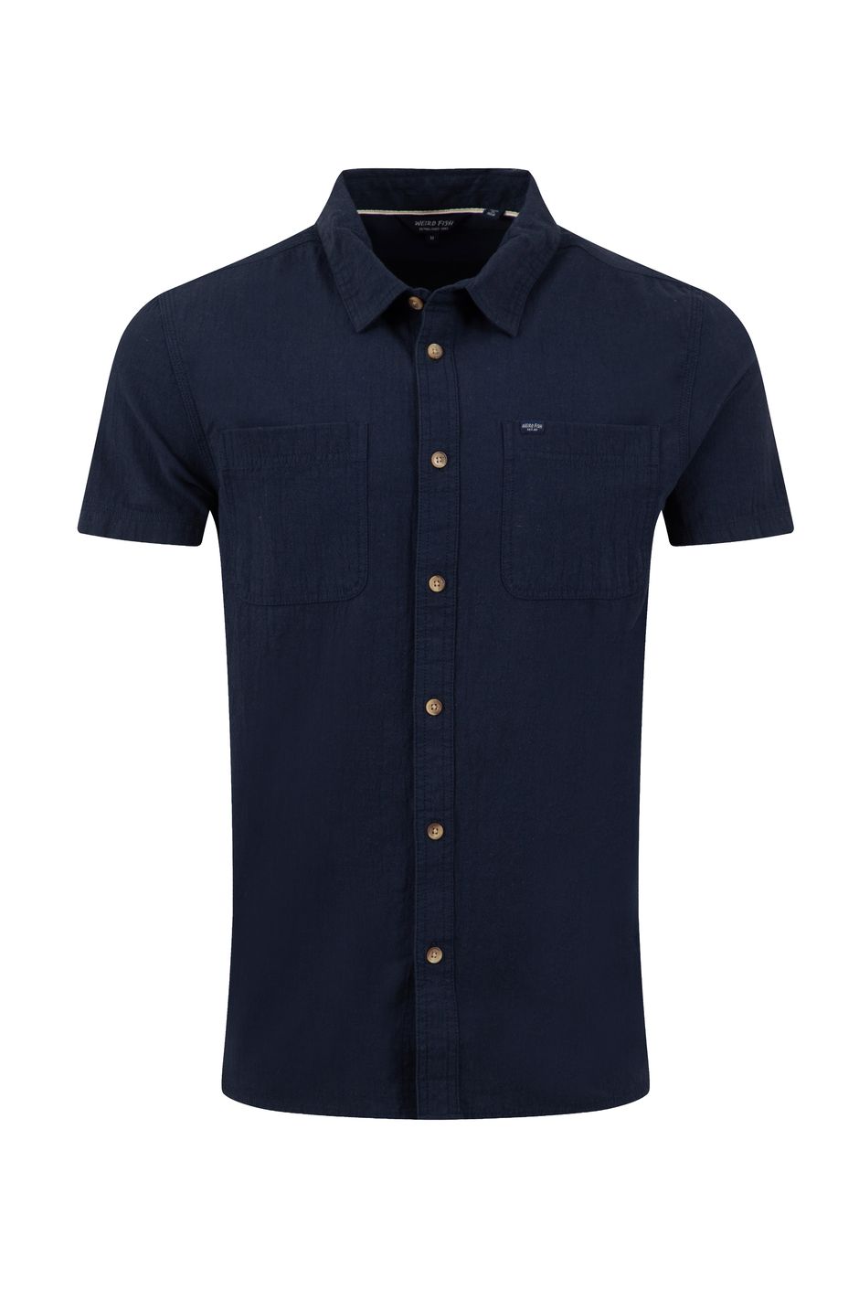 Hinton Textured Crepe Shirt Navy | Weird Fish