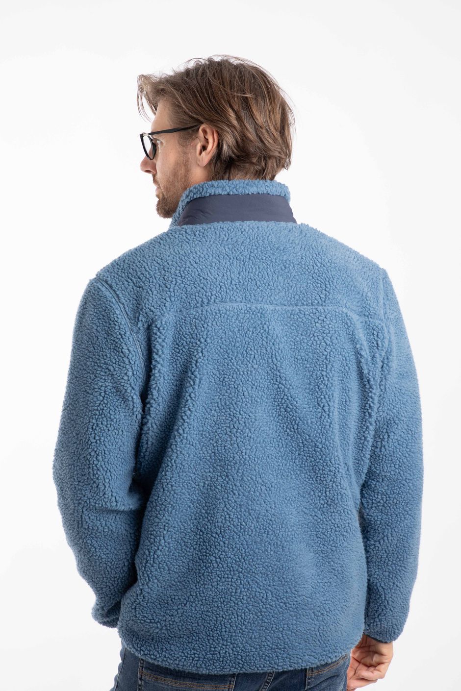 Fletcher Full Zip Borg Fleece Washed Blue | Weird Fish