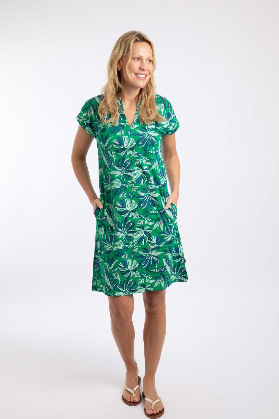 Suffolks Printed Jersey Dress Cactus Green | Weird Fish