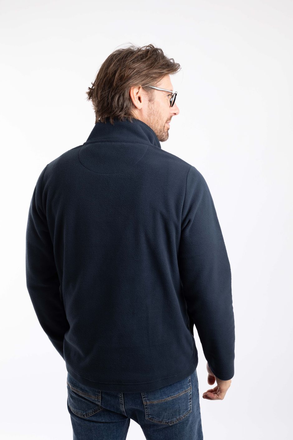 Roald Button Funnel Neck Microfleece Navy | Weird Fish