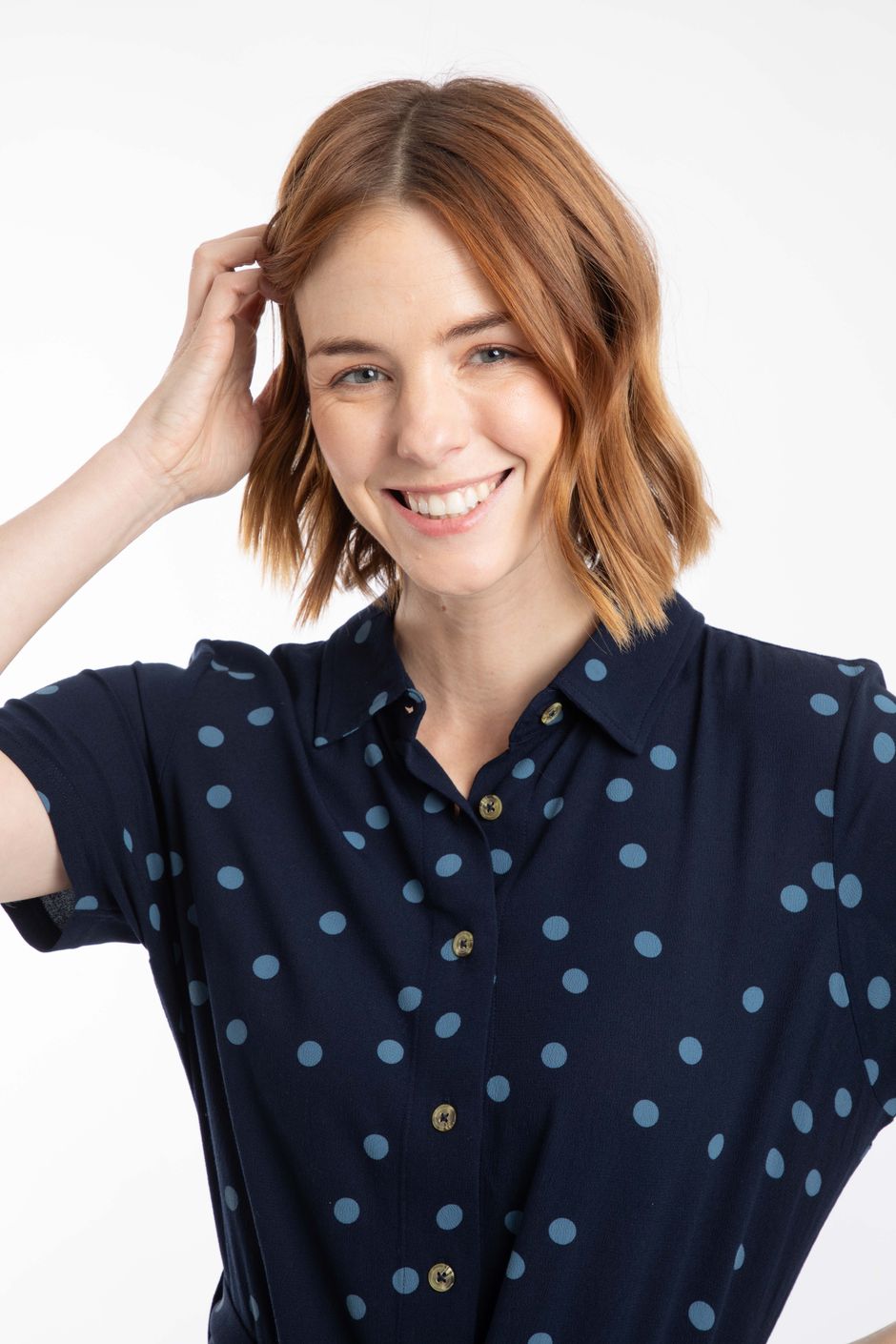 Neem Printed Shirt Dress Navy Blue | Weird Fish