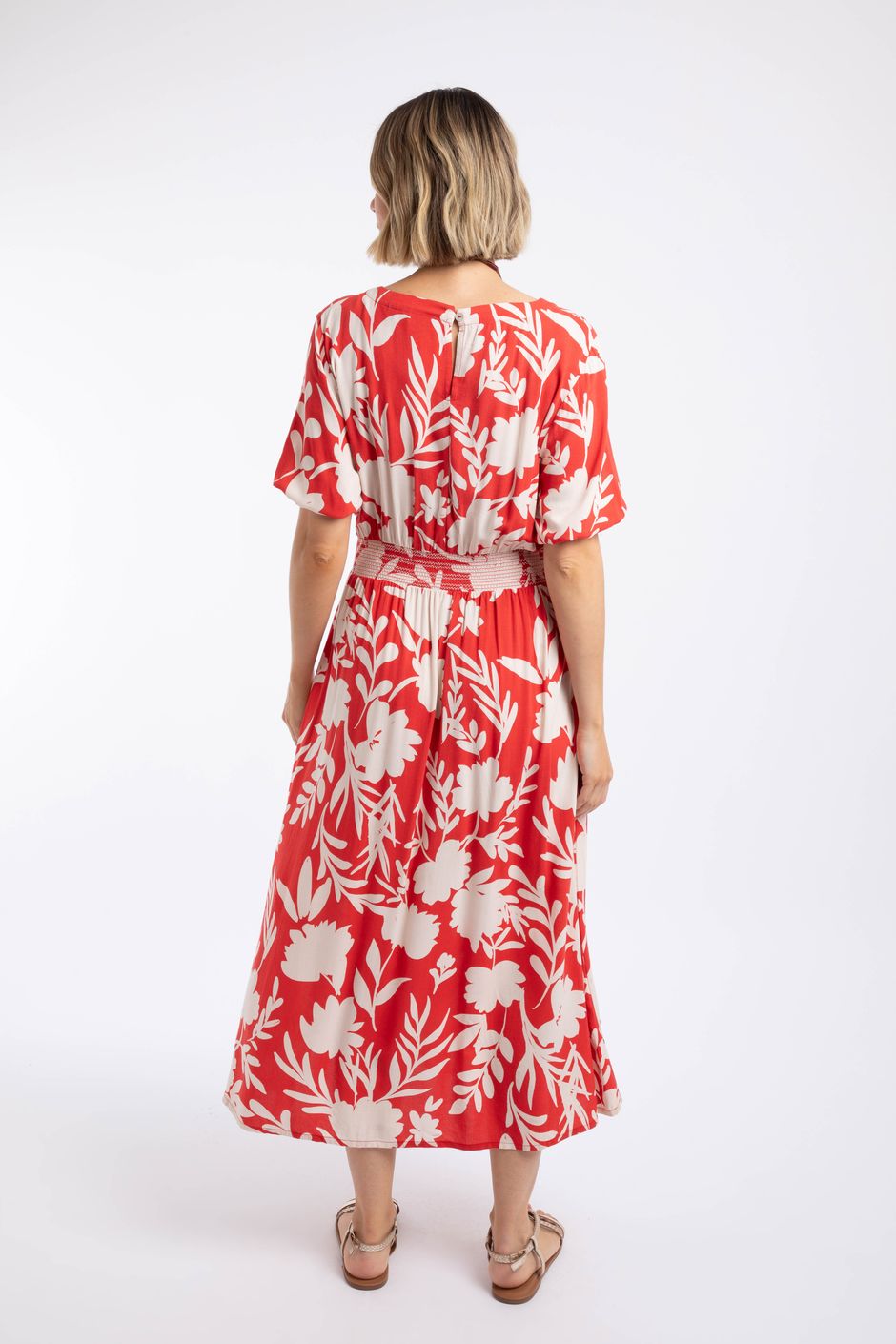Dilsha Printed Midi Dress Radical Red | Weird Fish