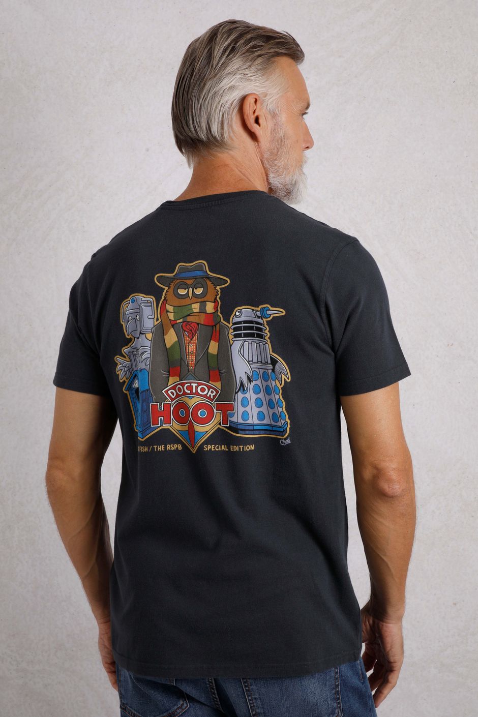 Doctor Hoot RSPB Charity Back Print Artist T-Shirt Navy | Weird Fish
