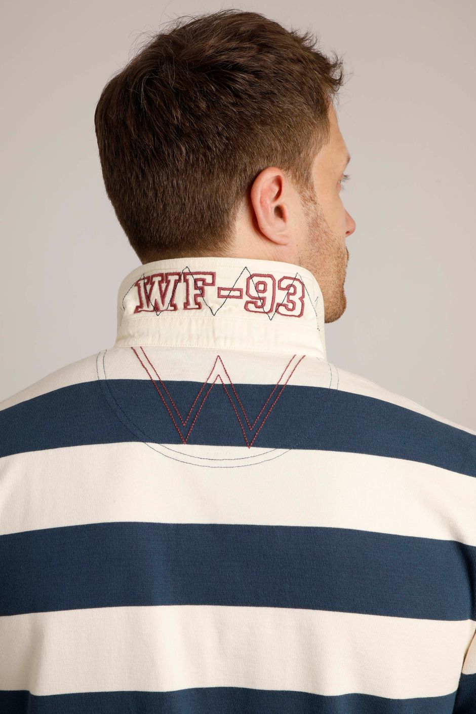 Ariey Organic Short Sleeve Stripe Rugby Shirt Dark Denim | Weird Fish