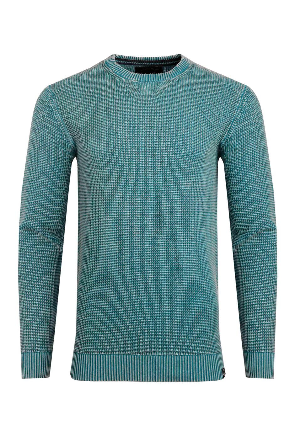 Easton Waffle Crew Neck Jumper Ensign Blue | Weird Fish